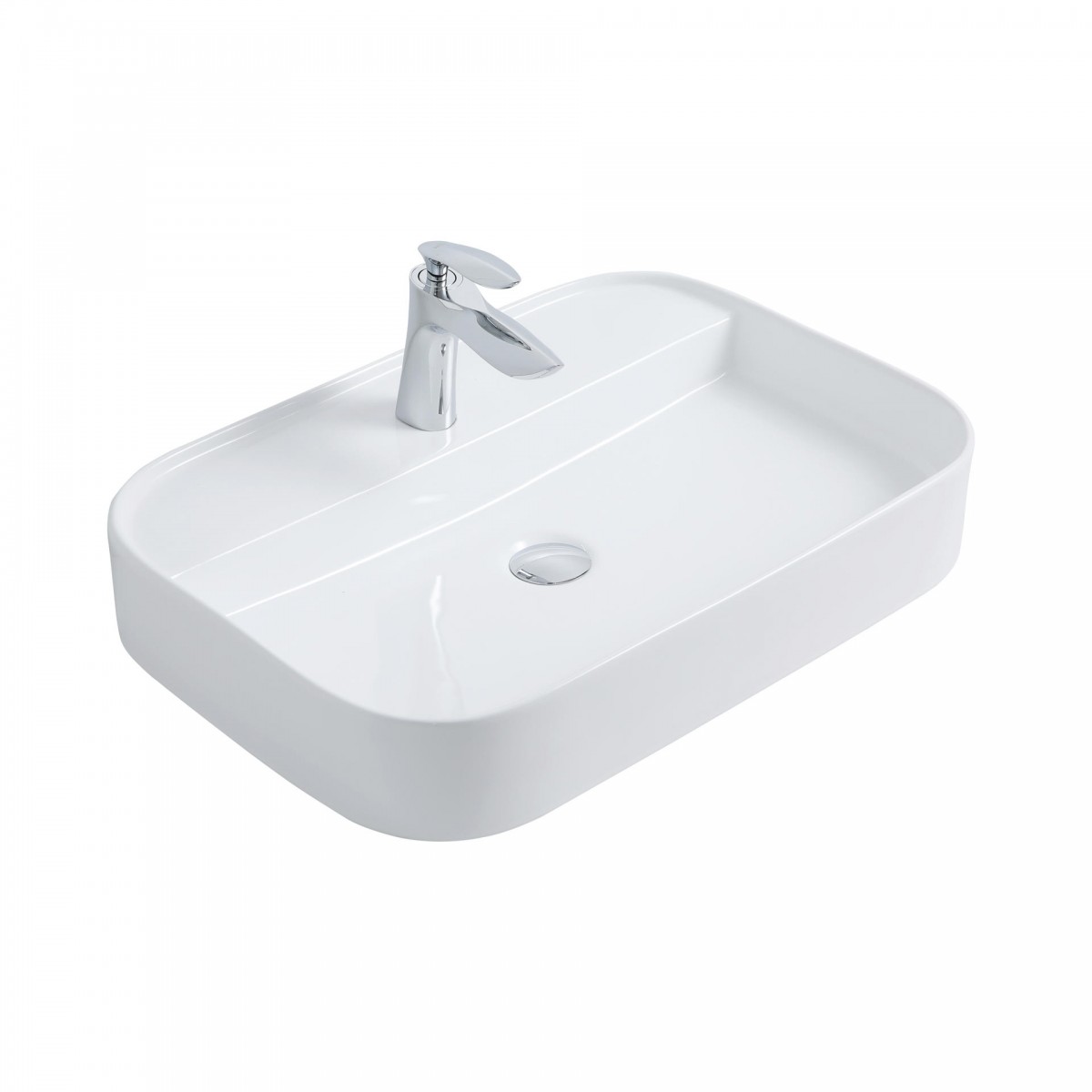 BEYAZ DİKDÖRTGEN LAVABO ANKA PLUS WHITE TAŞMA DELİKSİZ
